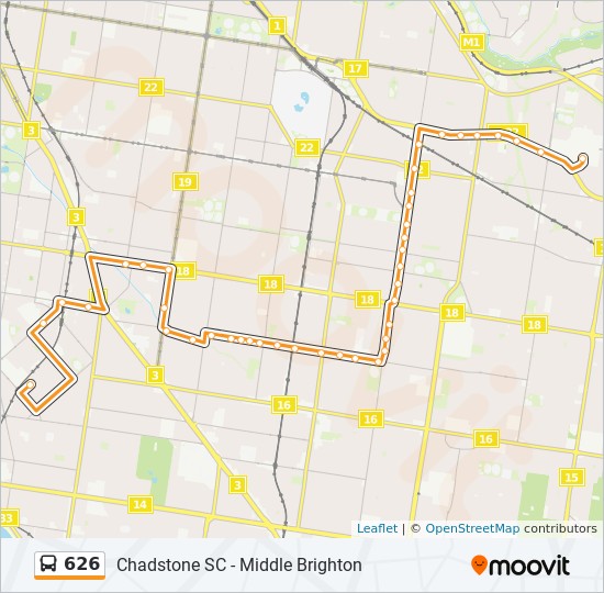 626 Route: Schedules, Stops & Maps - Middle Brighton