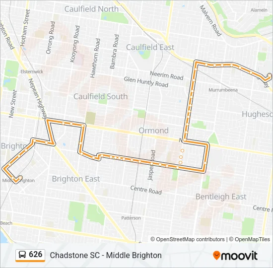 626 Route: Schedules, Stops & Maps - Middle Brighton (Updated)