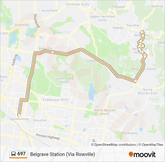 697 Route: Schedules, Stops & Maps - Belgrave Station (Via Rowville ...
