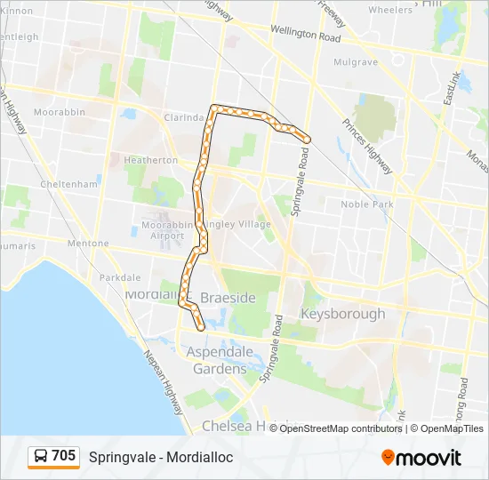 705 Route: Schedules, Stops & Maps - Springvale Station (Updated)