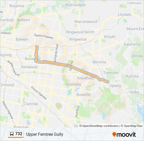 732 Route: Schedules, Stops & Maps - Upper Ferntree Gully (Updated)