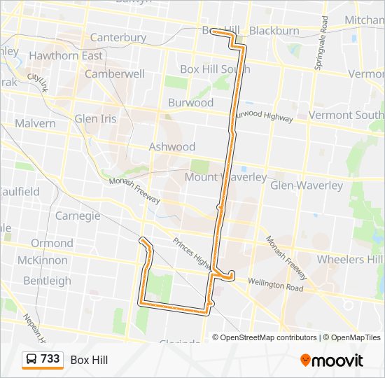 733 Route: Schedules, Stops & Maps - Box Hill (Updated)