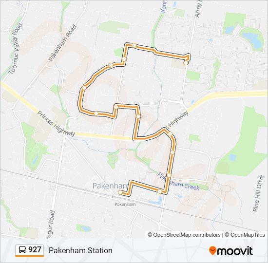 927 Route: Schedules, Stops & Maps - Pakenham Station (Updated)