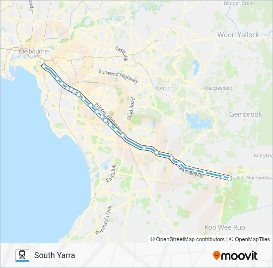 PAKENHAM Route: Schedules, Stops & Maps - South Yarra (Updated)