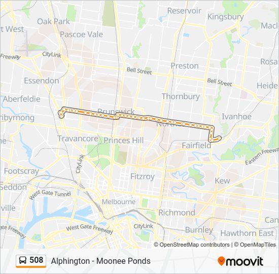 508 Route: Schedules, Stops & Maps - Moonee Ponds (Updated)