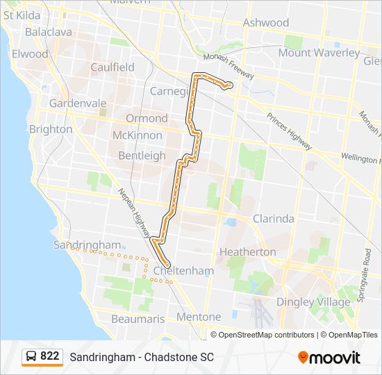 822 Route: Schedules, Stops & Maps - Sandringham (Updated)