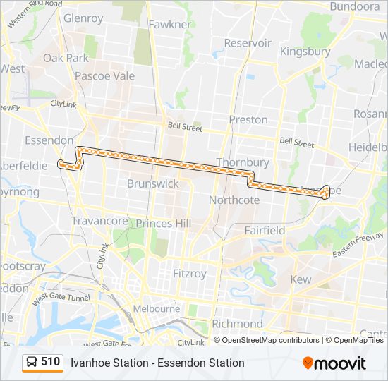 510 Route: Schedules, Stops & Maps - Ivanhoe Station (Updated)