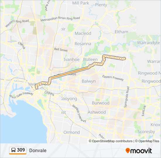 309 Route: Schedules, Stops & Maps - Donvale (Updated)
