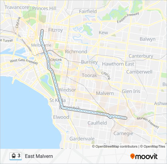 3 Route: Schedules, Stops & Maps - East Malvern (Updated)