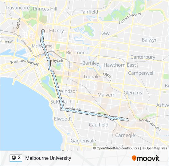 3 Route: Schedules, Stops & Maps - Melbourne University (Updated)