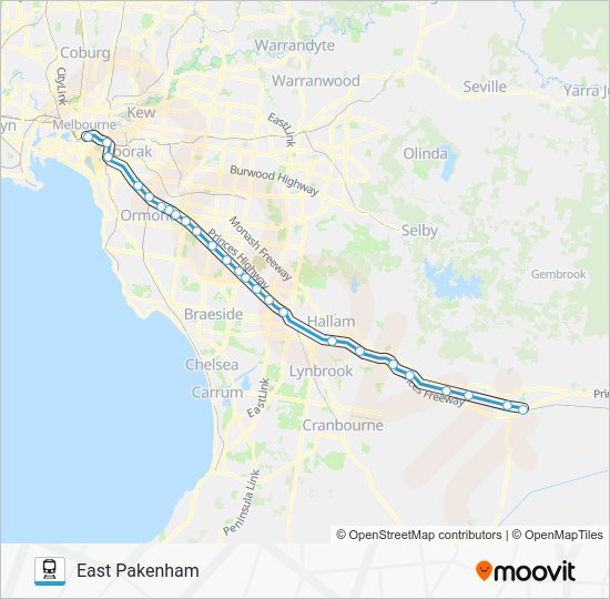 Línea PAKENHAM: horarios, paradas y mapas - East Pakenham (Actualizado)
