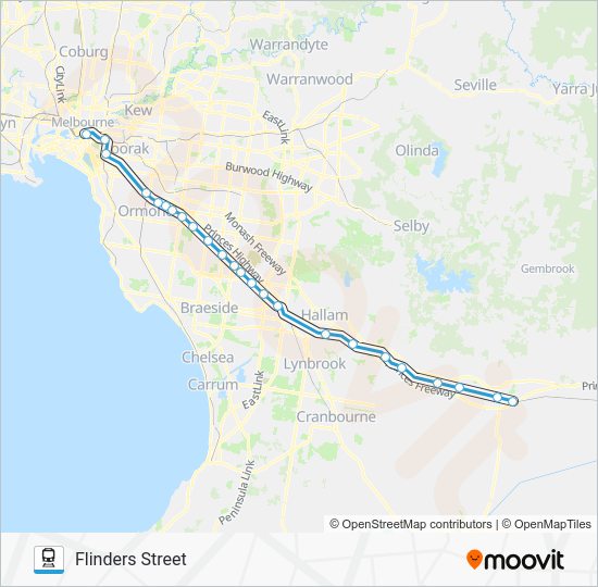 Línea pakenham: horarios, paradas y mapas - Flinders Street (Actualizado)
