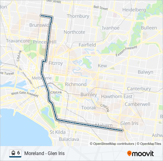 6 Route: Schedules, Stops & Maps - Moreland (Updated)
