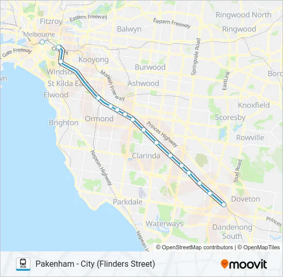 PAKENHAM Route: Schedules, Stops & Maps - Dandenong (Updated)