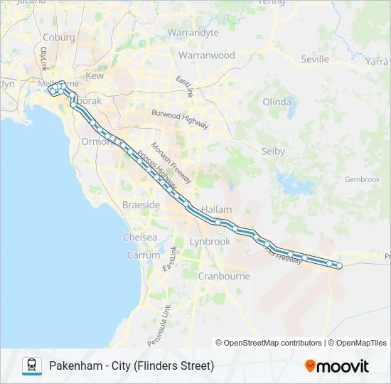 PAKENHAM Route: Schedules, Stops & Maps - Flinders Street Via City Loop ...