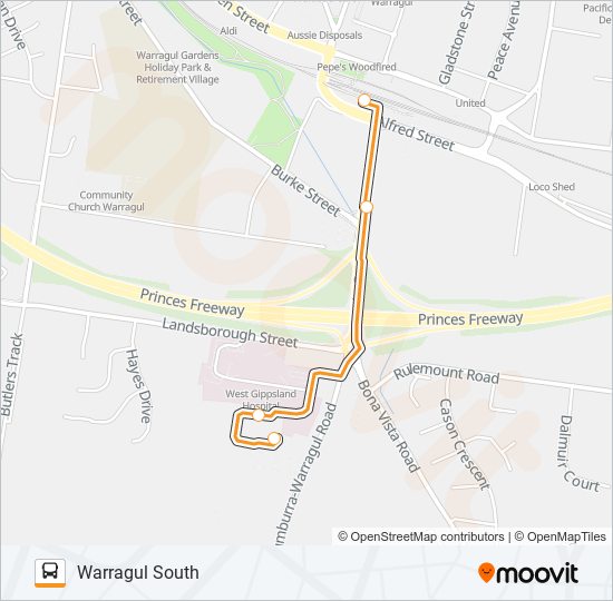 80 Route: Schedules, Stops & Maps - Warragul South (Updated)