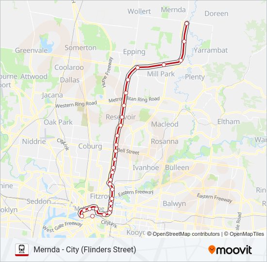 MERNDA Route: Schedules, Stops & Maps - Mernda Via City Loop (Updated)