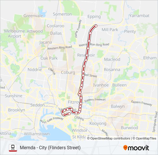 MERNDA Route: Schedules, Stops & Maps - Epping Via City Loop (Updated)