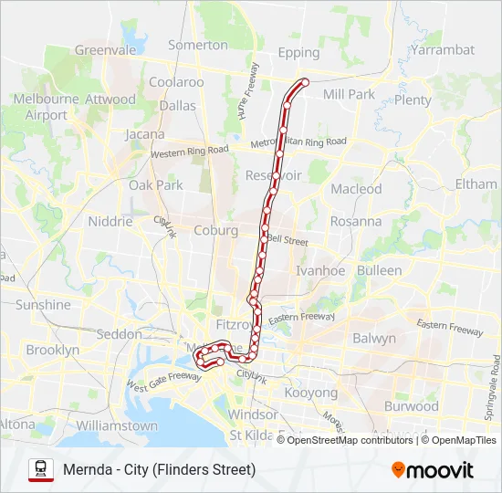 MERNDA Route: Schedules, Stops & Maps - Epping Via City Loop (Updated)
