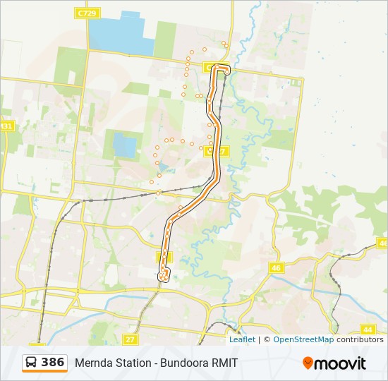 386 Route: Schedules, Stops & Maps - Bundoora RMIT