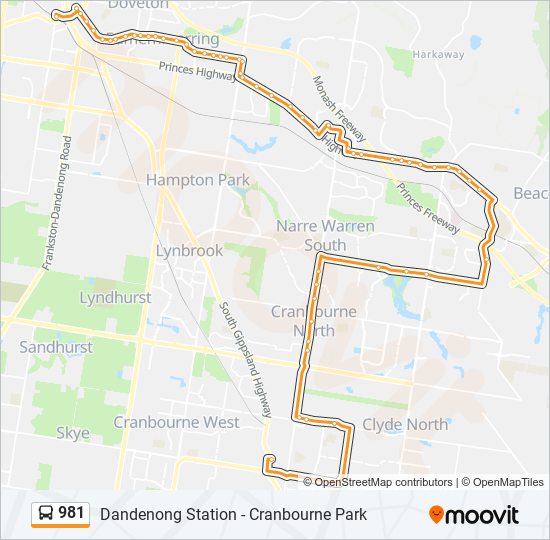 981 Route: Schedules, Stops & Maps - Cranbourne Park (Updated)