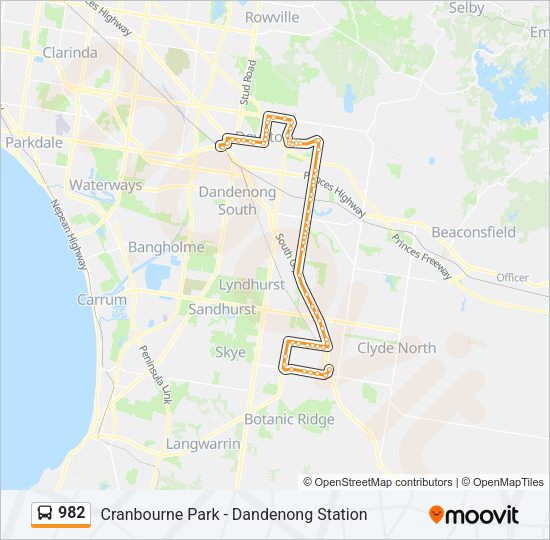 982 Route: Schedules, Stops & Maps - Cranbourne Park (Updated)