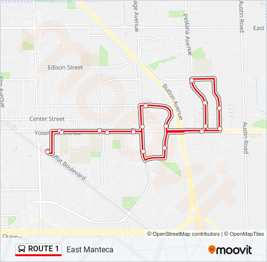 Ruta route 1: horarios, paradas y mapas - East Manteca (Actualizado)