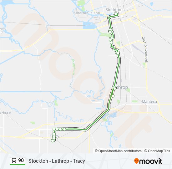 90 Route: Schedules, Stops & Maps - Stockton - Lathrop - Tracy (Updated)