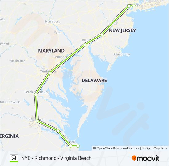 Ruta flixbus n2601: horarios, paradas y mapas - Virginia Beach (Circle ...