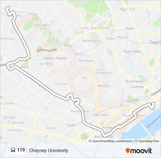 119 Route: Schedules, Stops & Maps - Cheyney University (Updated)