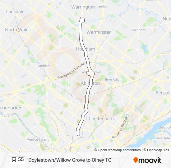 55 Route: Schedules, Stops & Maps - Street Rd-Easton (Updated)