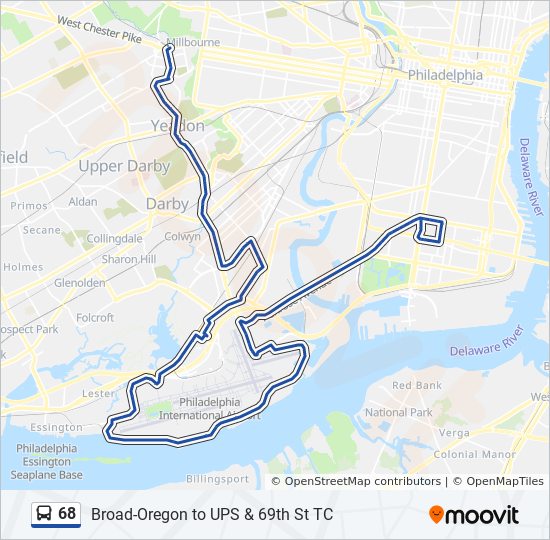68 Route: Schedules, Stops & Maps - 69th St Transportation Center (Updated)