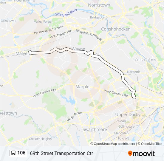 106 Route: Schedules, Stops & Maps - 69th Street Transportation Ctr ...