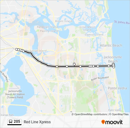 205 Route: Schedules, Stops & Maps - JAX Beach (Updated)