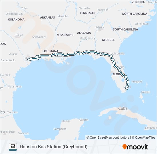 Ruta greyhound us0799: horarios, paradas y mapas - Houston Bus Station ...