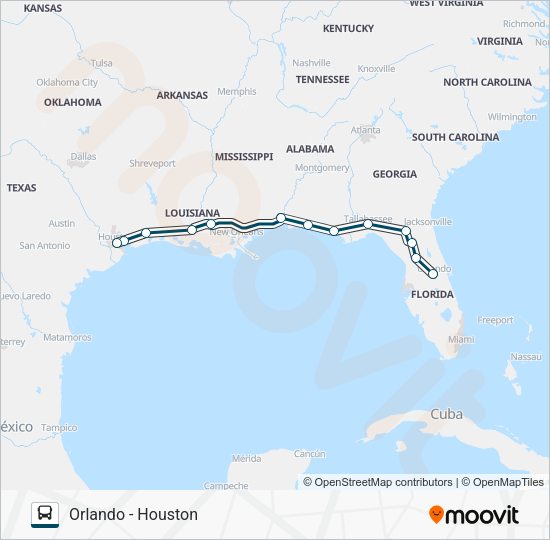 Ruta GREYHOUND US0799: horarios, paradas y mapas - Houston Bus Station ...
