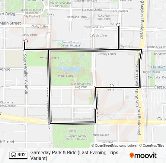302 Route: Schedules, Stops & Maps - Gameday Park & Ride (Last Evening ...