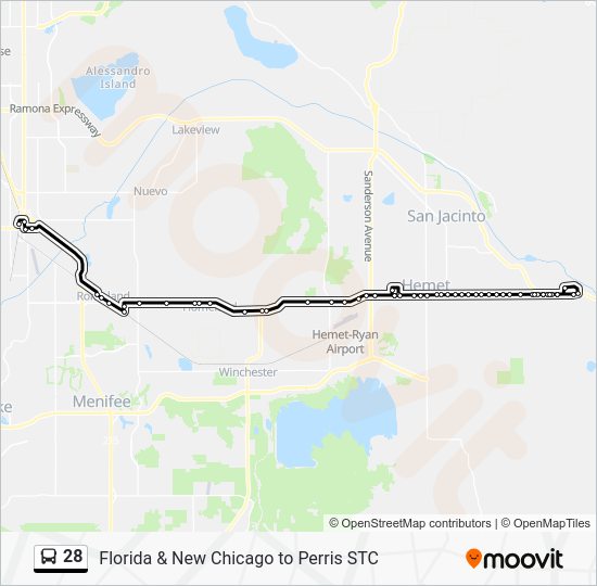 28 Route: Schedules, Stops & Maps - East to Hemet Florida & New Chicago ...