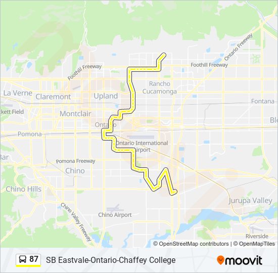 87 Route: Schedules, Stops & Maps - SB Eastvale-Ontario-Chaffey College ...
