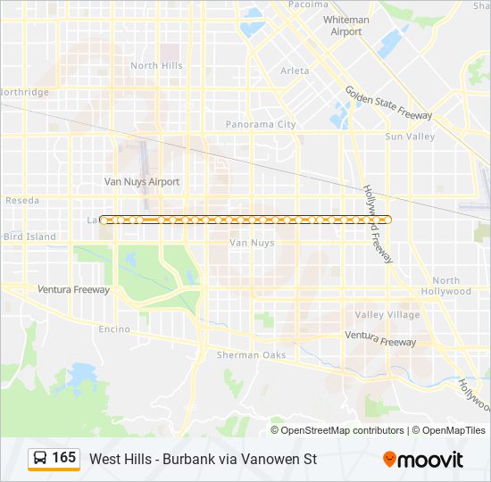 165 Route: Schedules, Stops & Maps - Vanowen - Laurel Canyon (Updated)