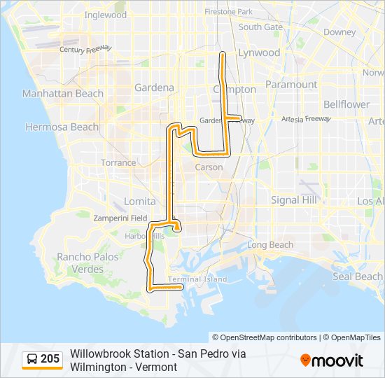 205 Route: Schedules, Stops & Maps - Willowbrook / Rosa Parks Station ...
