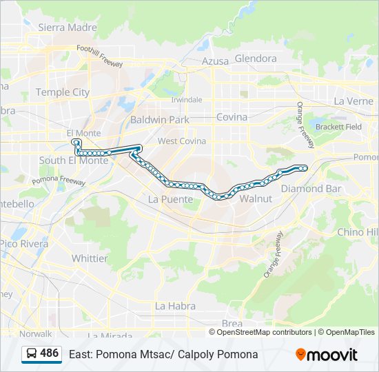 486 Route: Schedules, Stops & Maps - East: Pomona Mtsac/ Calpoly Pomona ...