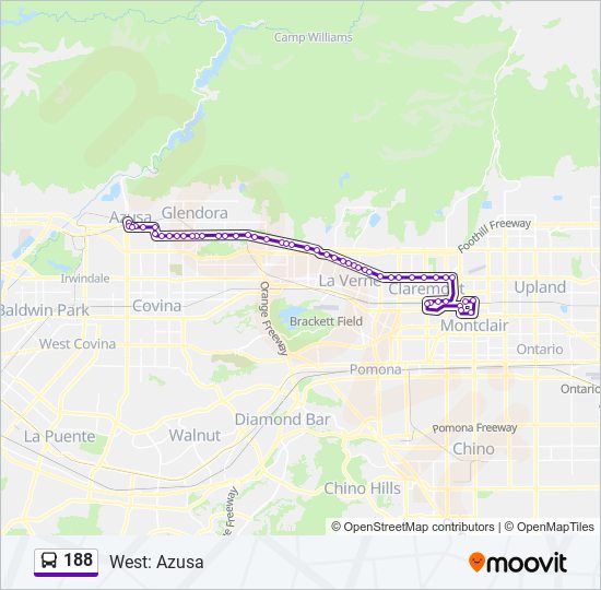 188 Route: Schedules, Stops & Maps - West: Azusa (Updated)