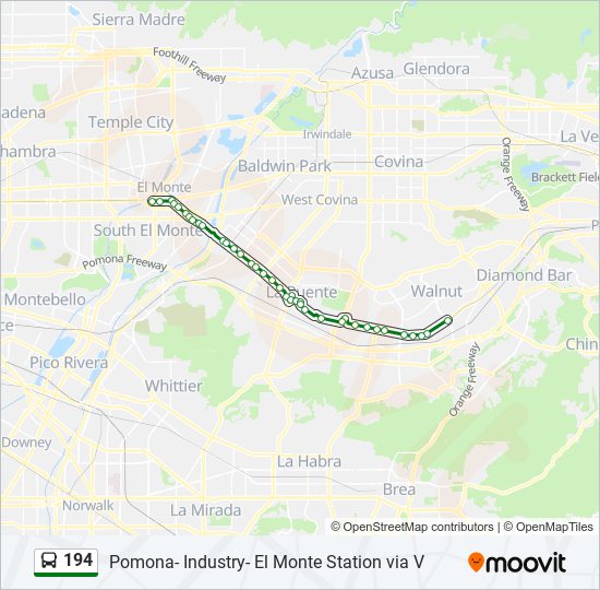194 Route: Schedules, Stops & Maps - East: Valley Blvd and Lemon Ave ...