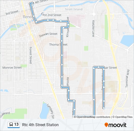 13 Route: Schedules, Stops & Maps - Rtc 4th Street Station (Updated)
