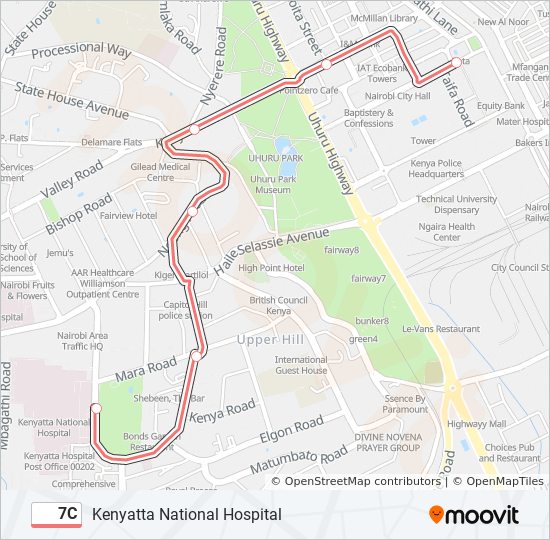 7c Route: Schedules, Stops & Maps - Kenyatta National Hospital (Updated)