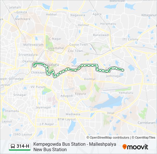 314h Route: Schedules, Stops & Maps - Malleshpalya New Bus Station ...