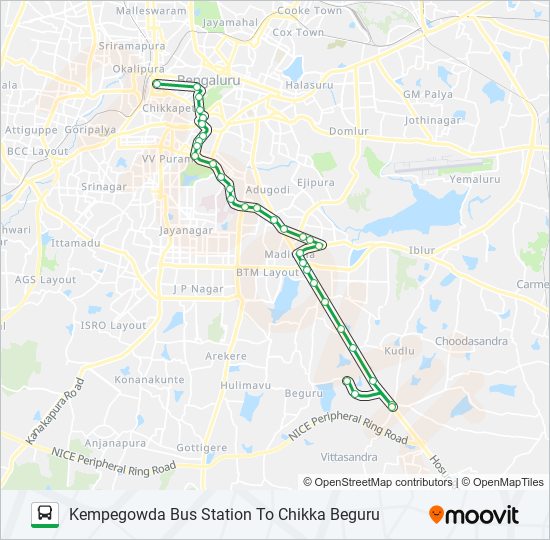 347c kbsckbr Route: Schedules, Stops & Maps - Chikka Beguru Via Lalbagh ...