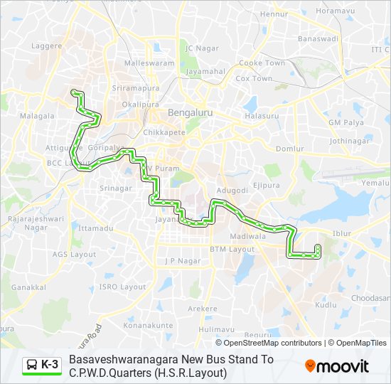 k3 Route: Schedules, Stops & Maps - C.P.W.D.Quarters (H.S.R.Layout ...