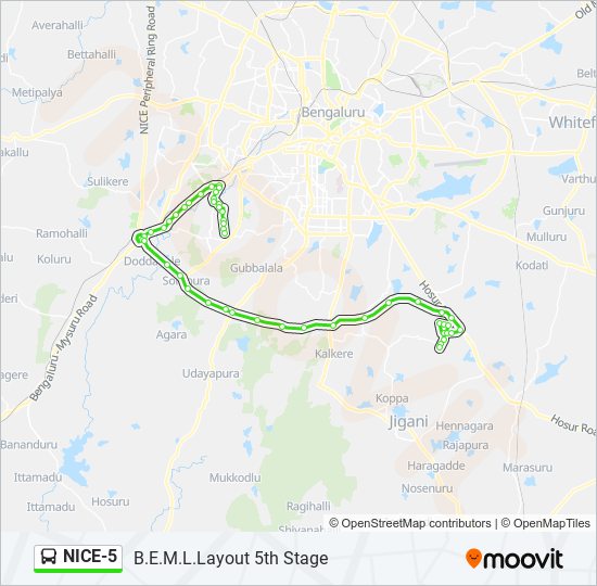 nice5 Route: Schedules, Stops & Maps - B.E.M.L.Layout 5th Stage (Updated)